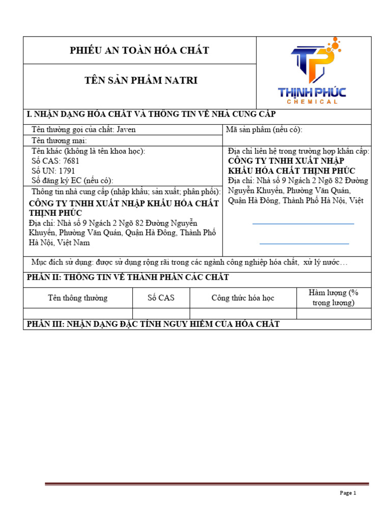 Msds Javen Thinh Phuc | PDF