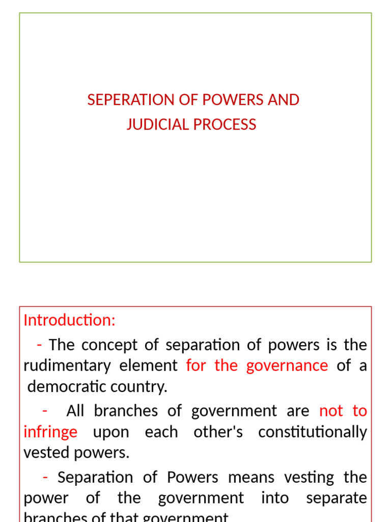 Separation of Powers in Governance | PDF | Separation Of Powers | Rule ...