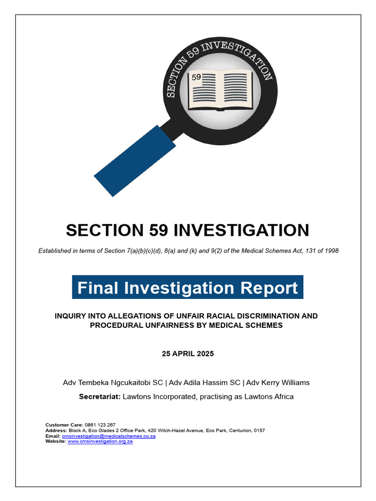 Final Report Section 59 Investigations 25042025 | PDF | P Value ...