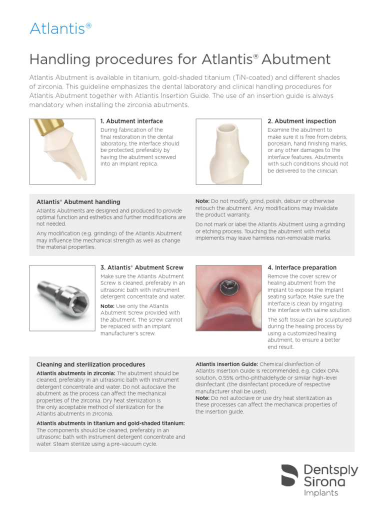 USX Handling Procedures ATLANTIS Abutment | PDF | Dental Implant