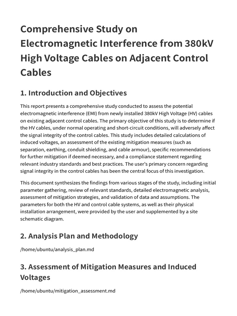 Comprehensive Study On Electromagnetic Interference From 380kV High Voltage Cables On Adjacent ...