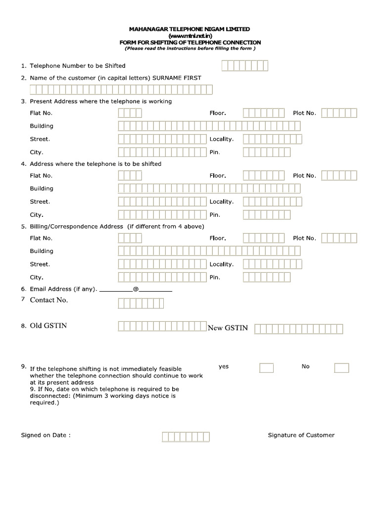 MTNL Change Form | PDF