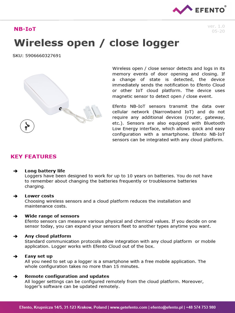 NB-IoT Wireless Open/Close Logger | PDF | Internet Of Things | Bluetooth