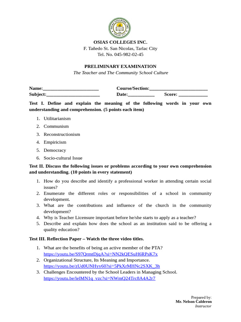 Preliminary Examination | PDF