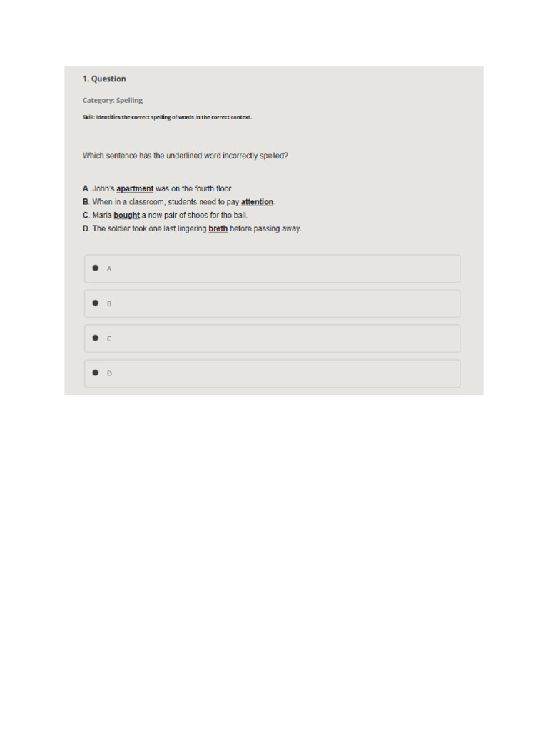 OLNA Reading Practice Questions | PDF