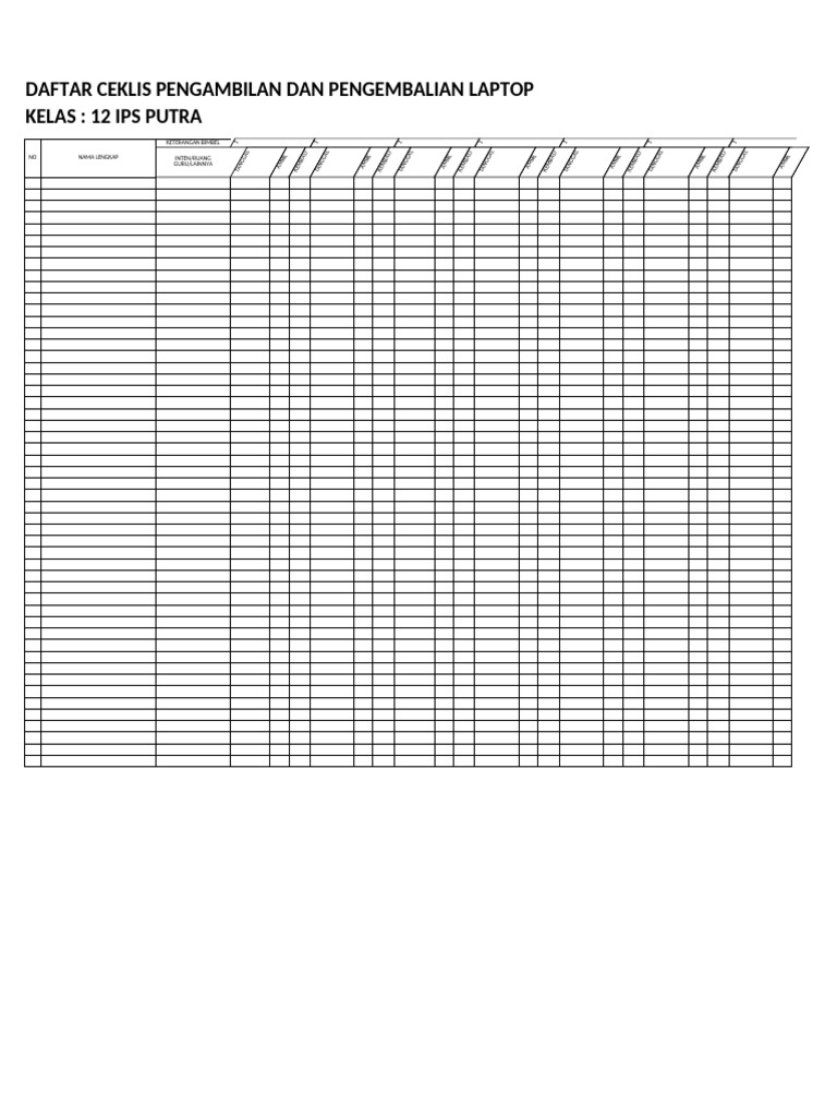Daftar Ceklis Pengambilan Laptop | PDF