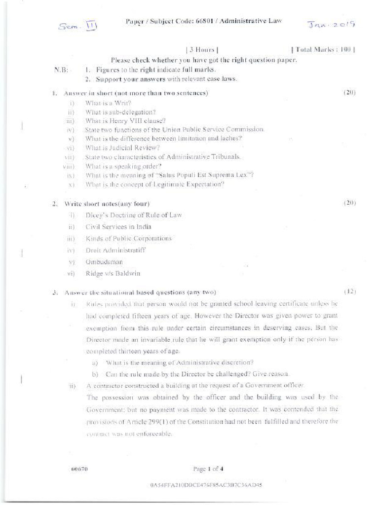 2019 Admin Law Jan | PDF