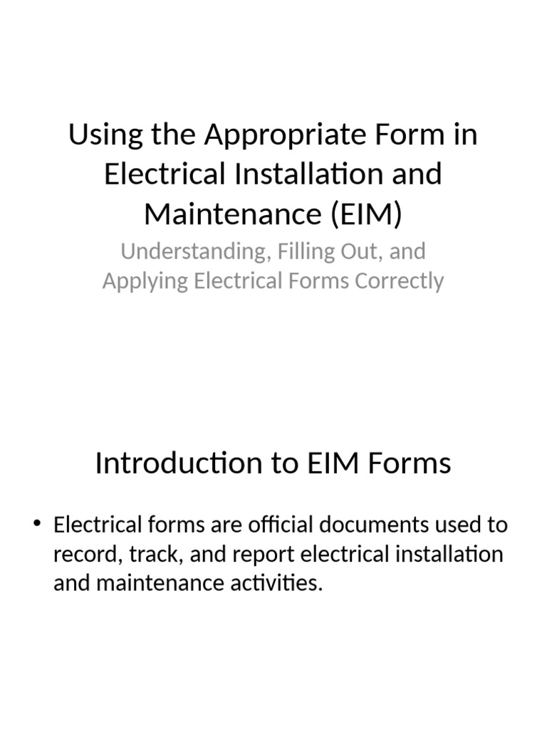 Understanding EIM Forms and Their Uses | PDF | Safety | Electrical Wiring