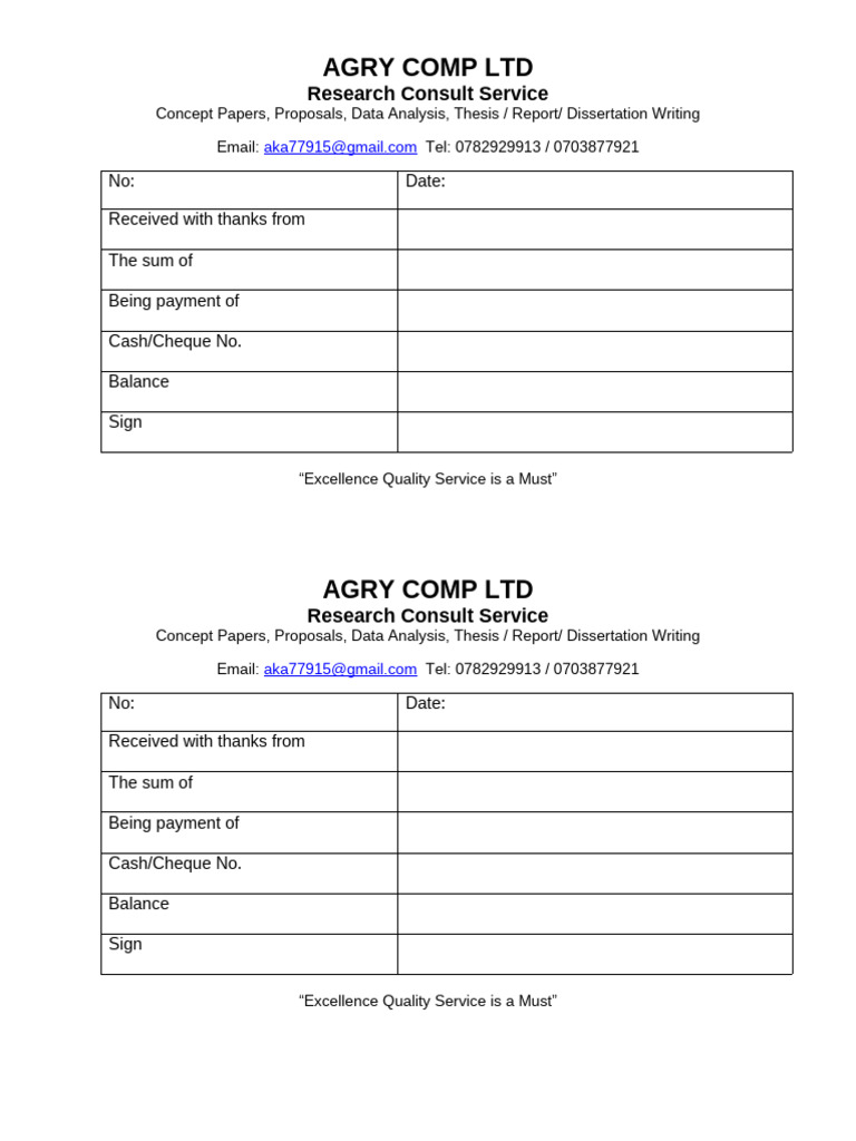 Agry Comp LTD Receipt | PDF