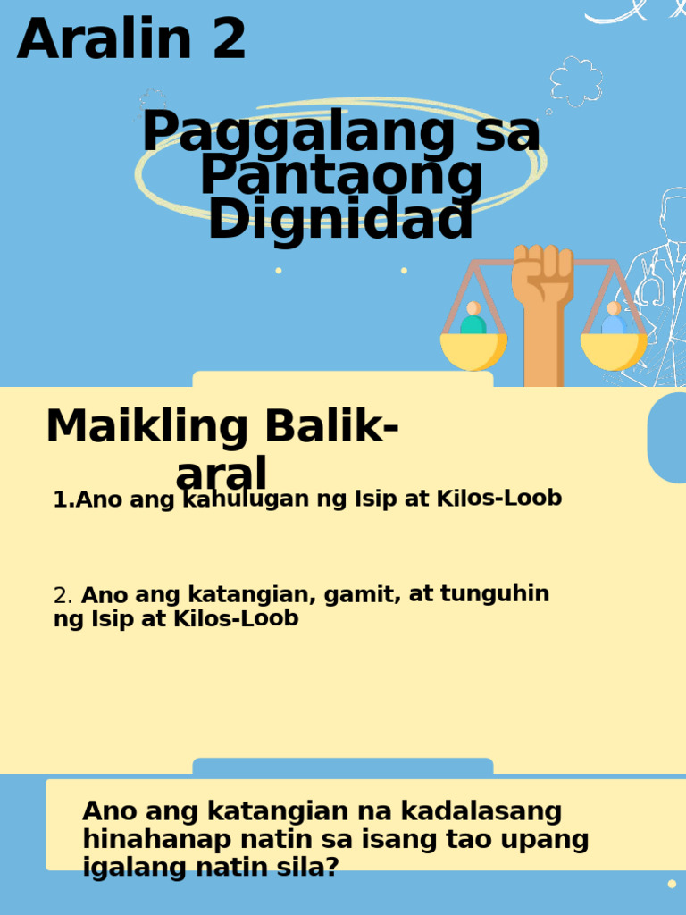 Paggalang Sa Pantaong Dignidad | PDF