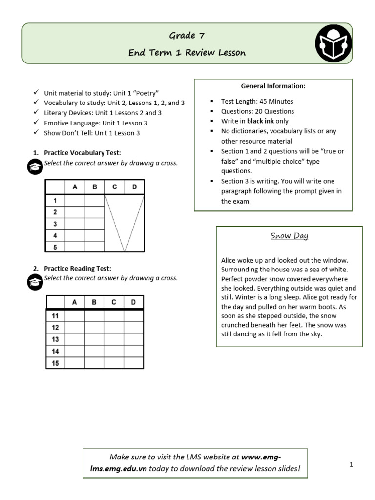 Grade 7 Poetry and Writing Review | PDF