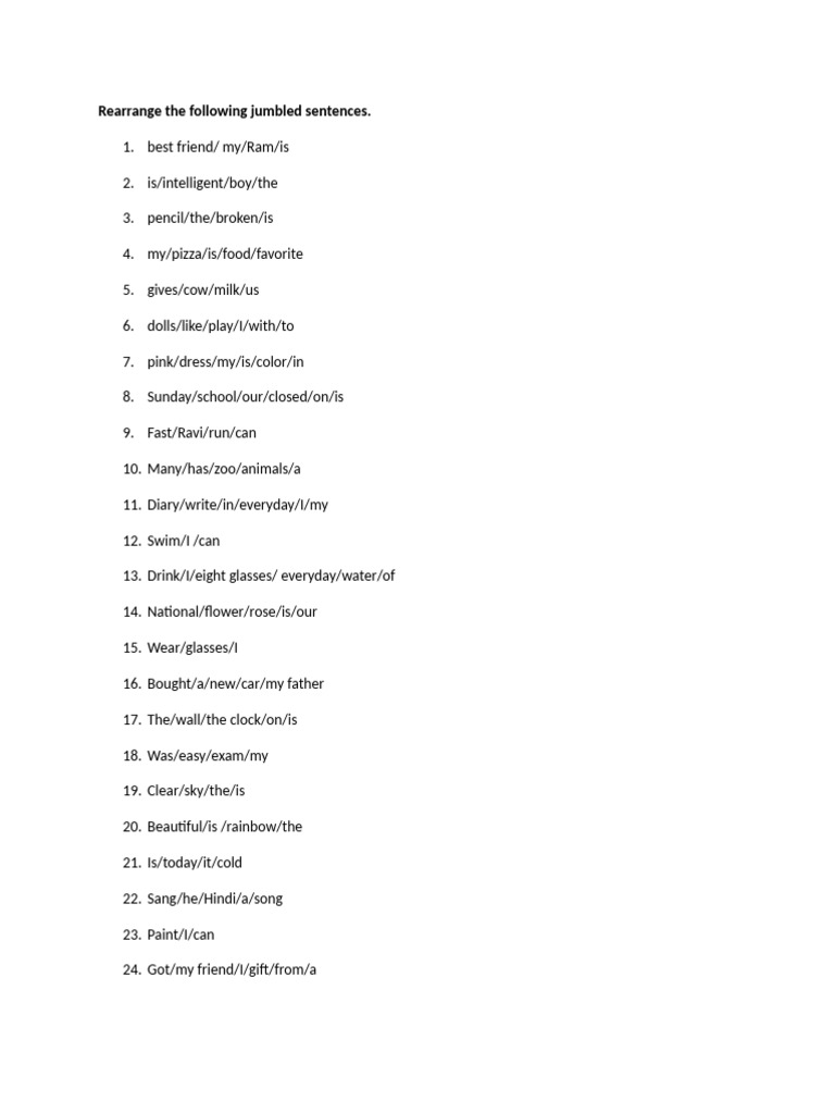 Rearrange The Following Jumbled Sentences | PDF