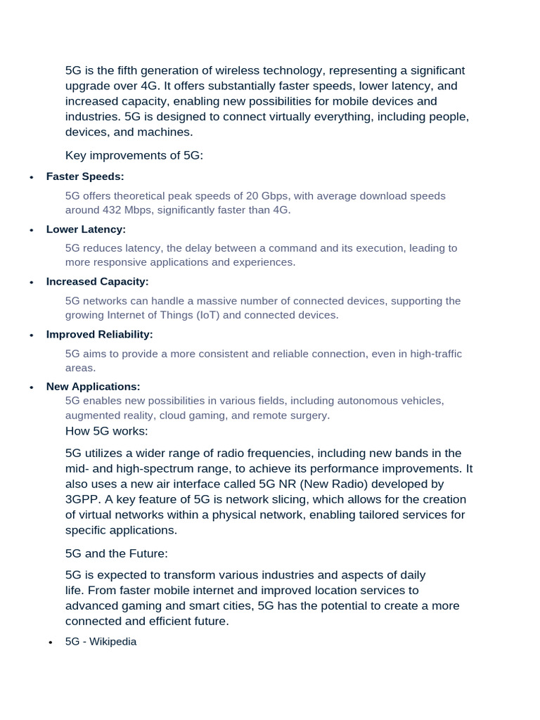 5G Is The Fifth Generation of Wireless Technology | PDF | 4 G | Electronics