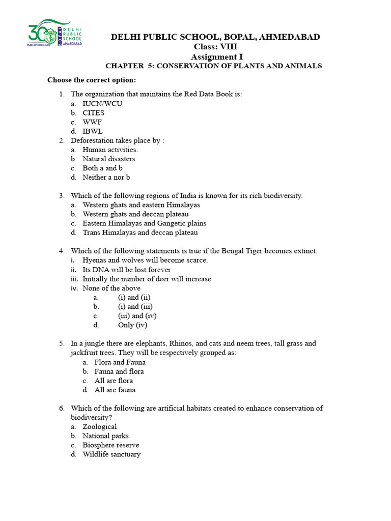 Class 8 Conservation Assignment Guide | PDF | Deforestation ...