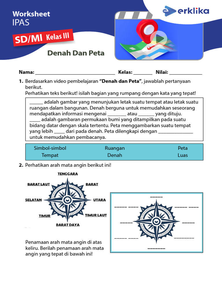Denah dan Peta untuk Kelas 3 SD | PDF