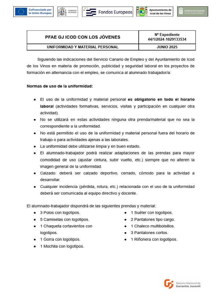 Normas de Uso de Uniformidad Laboral | PDF