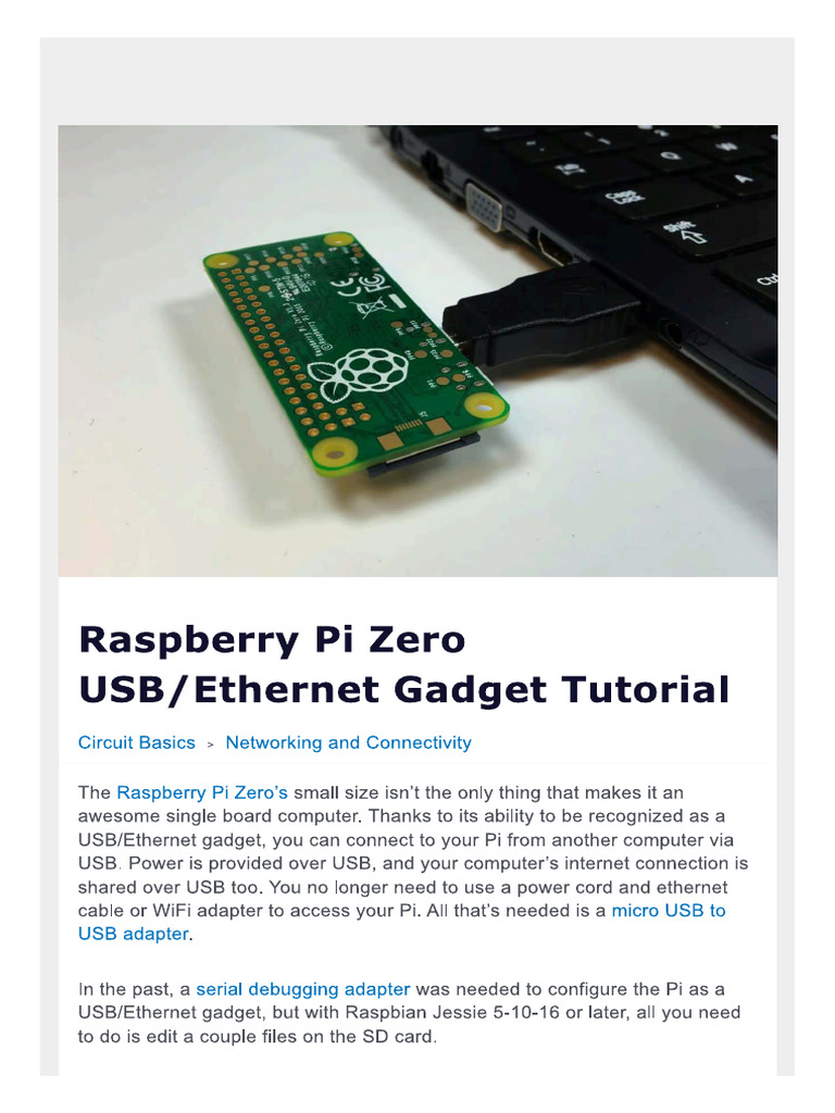 Raspberry Pi Zero Usb Ethernet Gadget Tutorial Circuit Basics Pdf