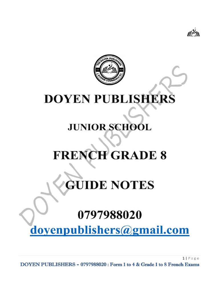 Grade 8 French Teaching Notes | PDF