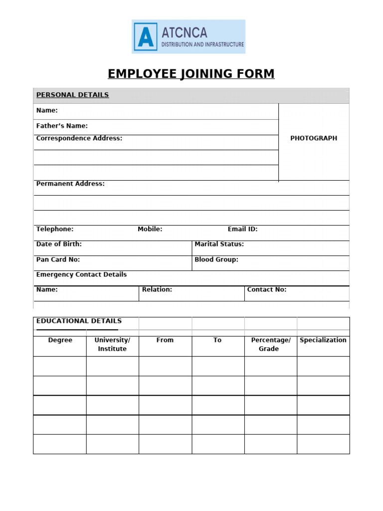 Employee Joining Form | PDF
