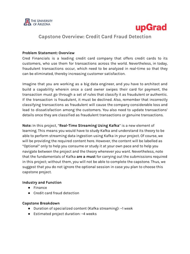 Capstone Overview: Credit Card Fraud Detection | PDF | Mongo Db ...