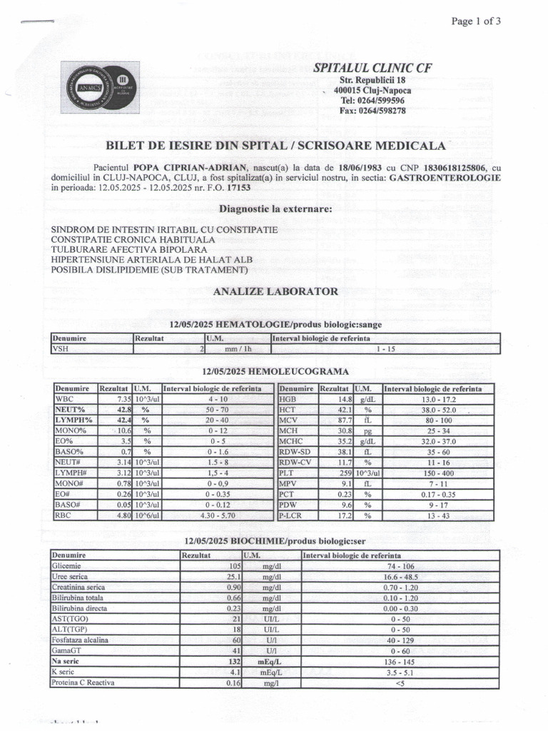 Iesire Sp. CFR Gastro Alina Tantau | PDF