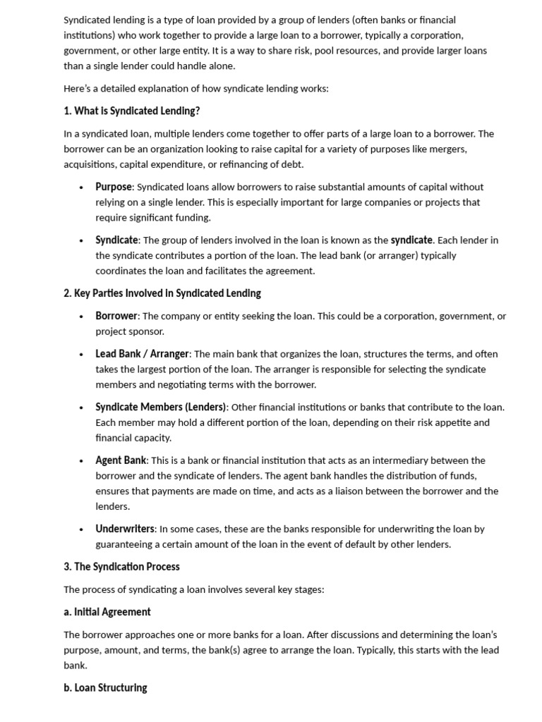 Understanding Syndicated Loans | PDF | Loans | Debits And Credits