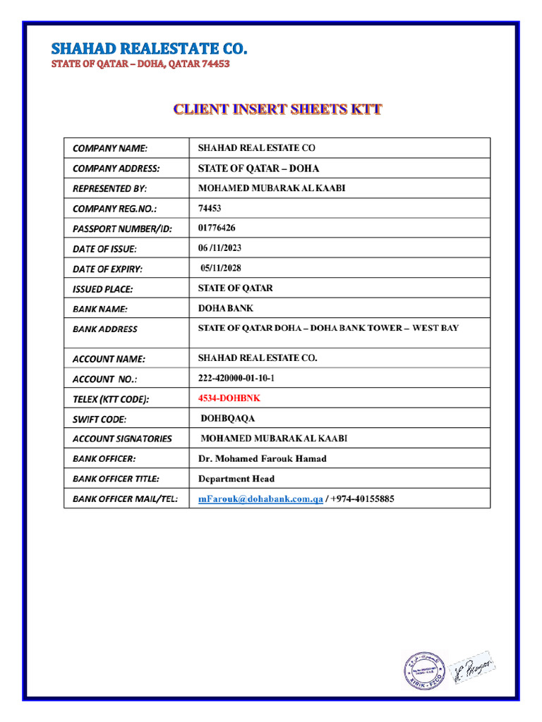Client Insert Sheets KTT | PDF