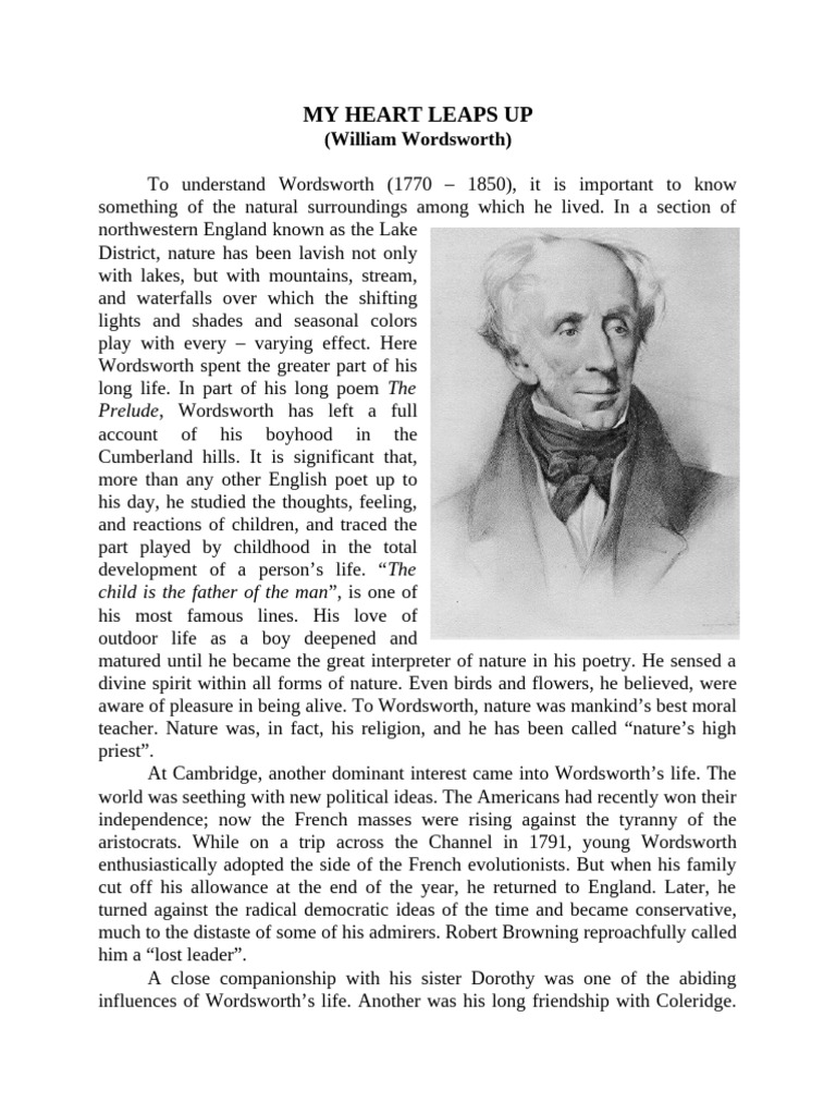 My Heart Leaps Up | PDF | William Wordsworth | Poetry