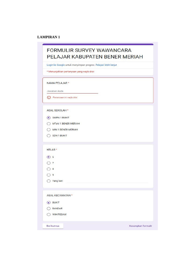 Lampiran 1 Form Survey Wawancara | PDF