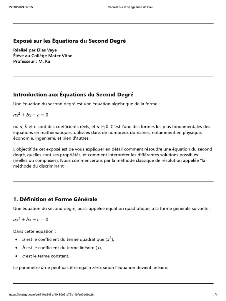 Equations Du Second Degre | PDF