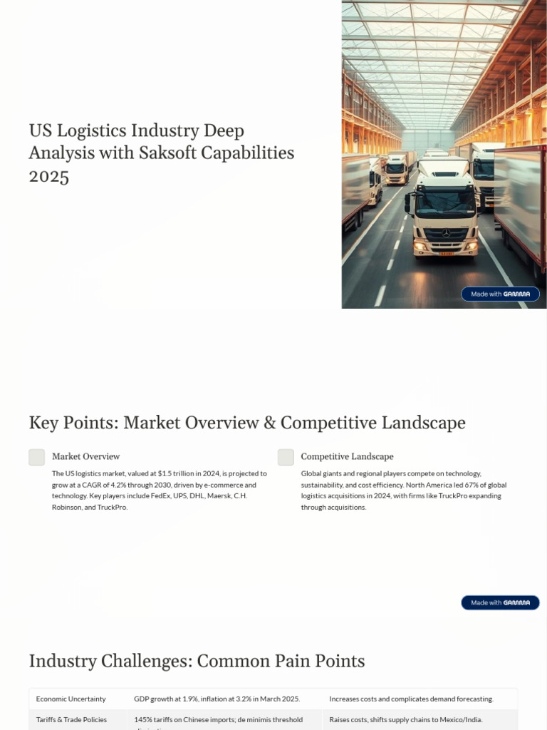 US Logistics Market Analysis 2025 | PDF | Internet Of Things | Cloud ...