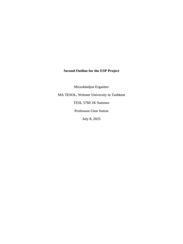 Second Outline For The ESP Project | PDF | Flight Attendant | English ...