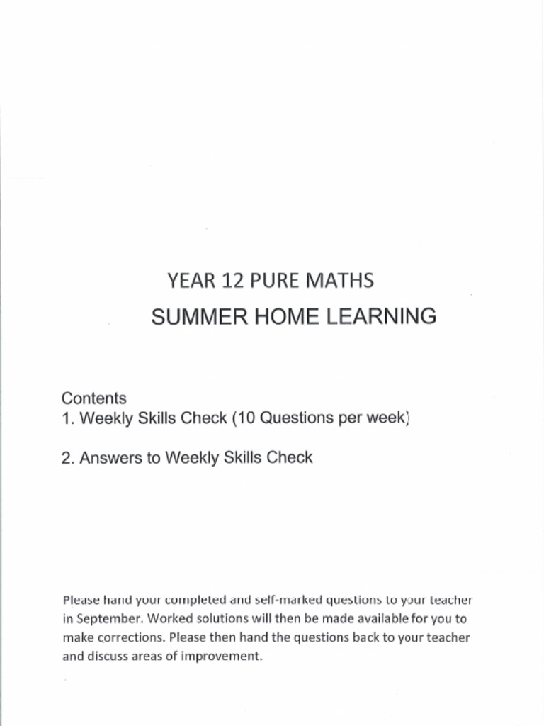 Year 12 To Y13 Summer Work 2024 | PDF