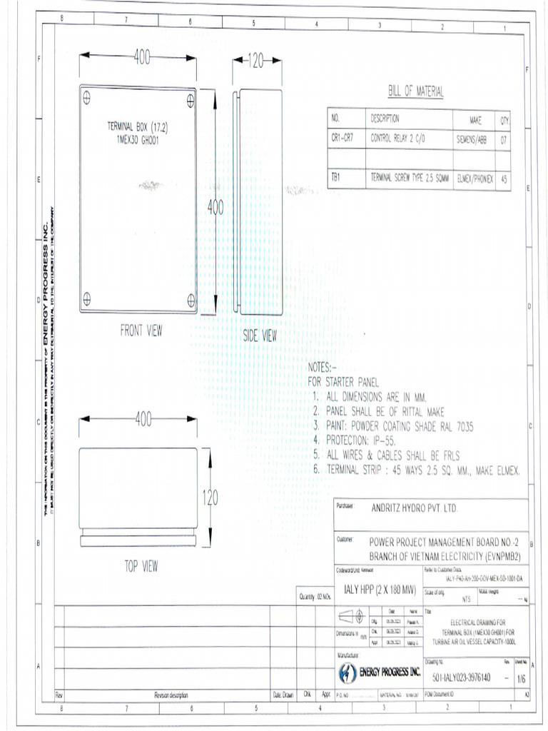 Electrical Drawing for Terminal Box 1MEX30 | PDF | Electric Power ...