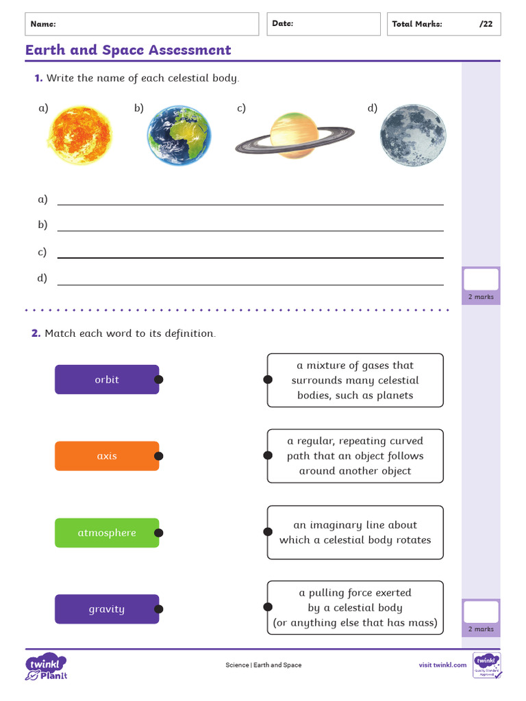 Assessment Test Earth and Space | PDF | Heliocentrism | Earth