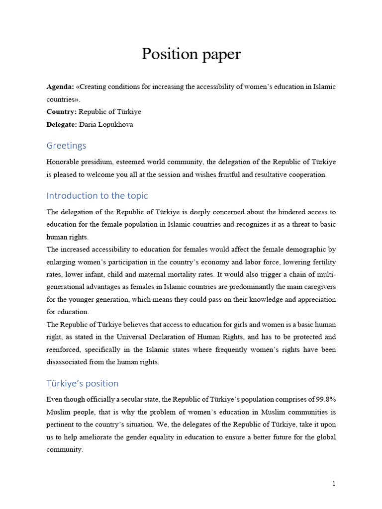 Position Paper Turkiye | PDF | Human Rights | Social Policy