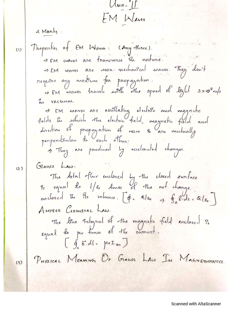 Phy Unit 2 (2 Marks) | PDF