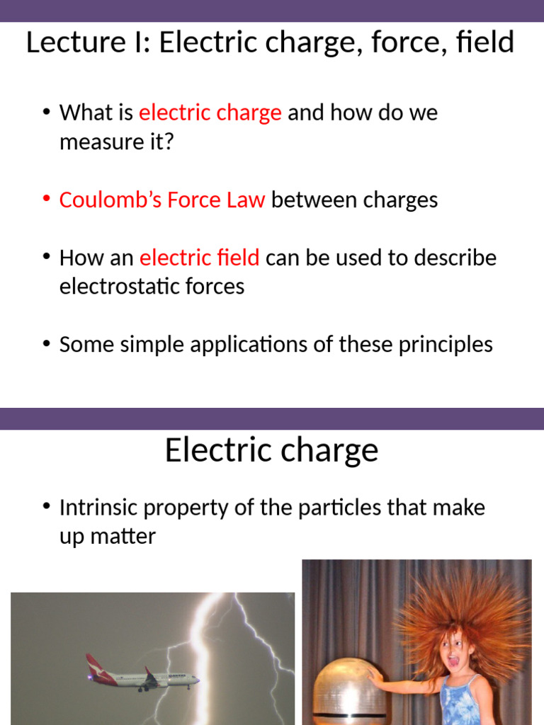 Lecture 1 and 2 - Electric Charge and Electric Field | PDF | Electric Charge | Force