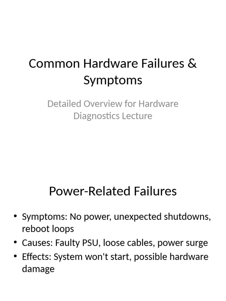 Common Hardware Failures Symptoms | PDF