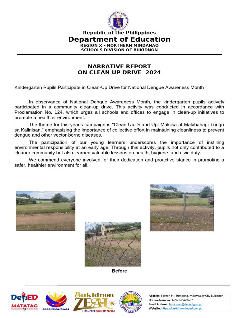 Kindergarten Clean-Up Drive 2024 | PDF