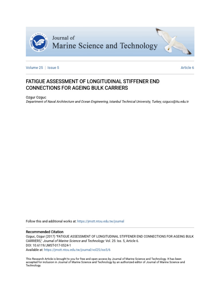 Fatigue Assessmen Tigue Assessment of Longitudinal Stiffener End Al Stiffener End Connections ...