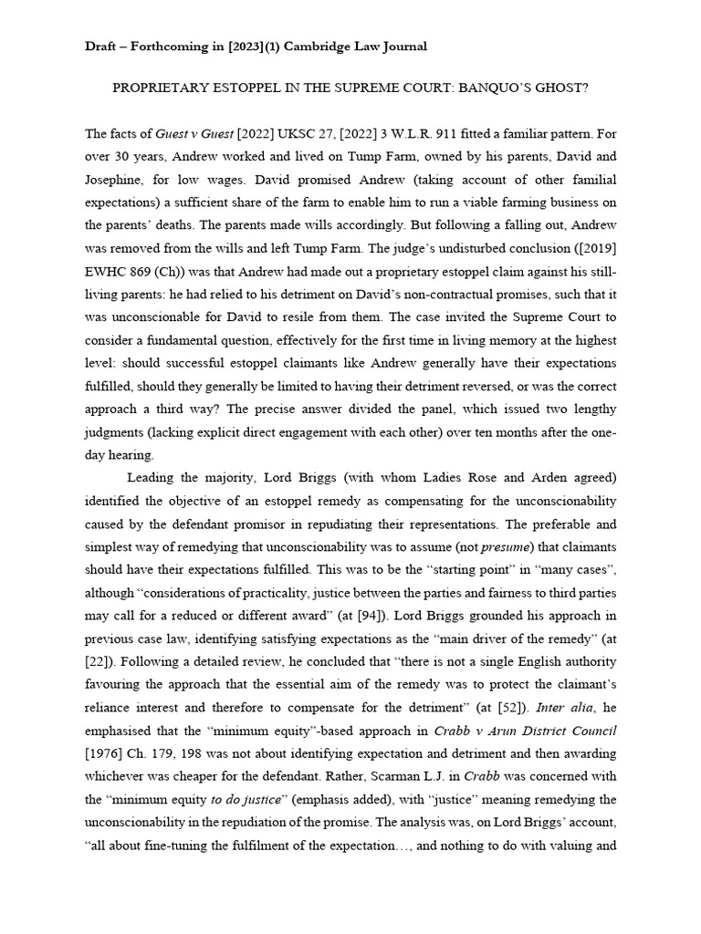 Sloan Guest CLJ Note AAM | PDF | Estoppel | Equity (Law)