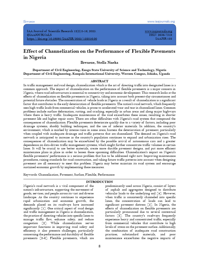 Effect of Channelization On The Performance of Flexible Pavements in Nigeria (WWW - Kiu.ac - Ug ...