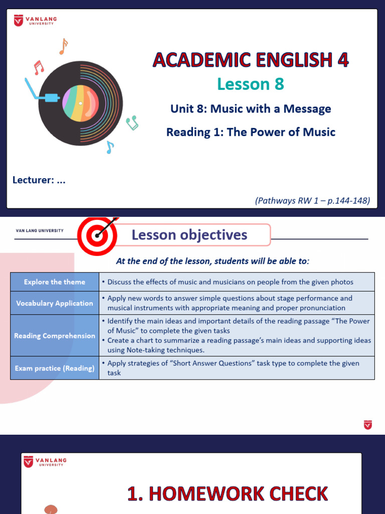 AVTC4 - Lesson 8 - Unit 8 - Reading 1 - The Power of Music (ELEARNING) | PDF | Idiom | Reading ...