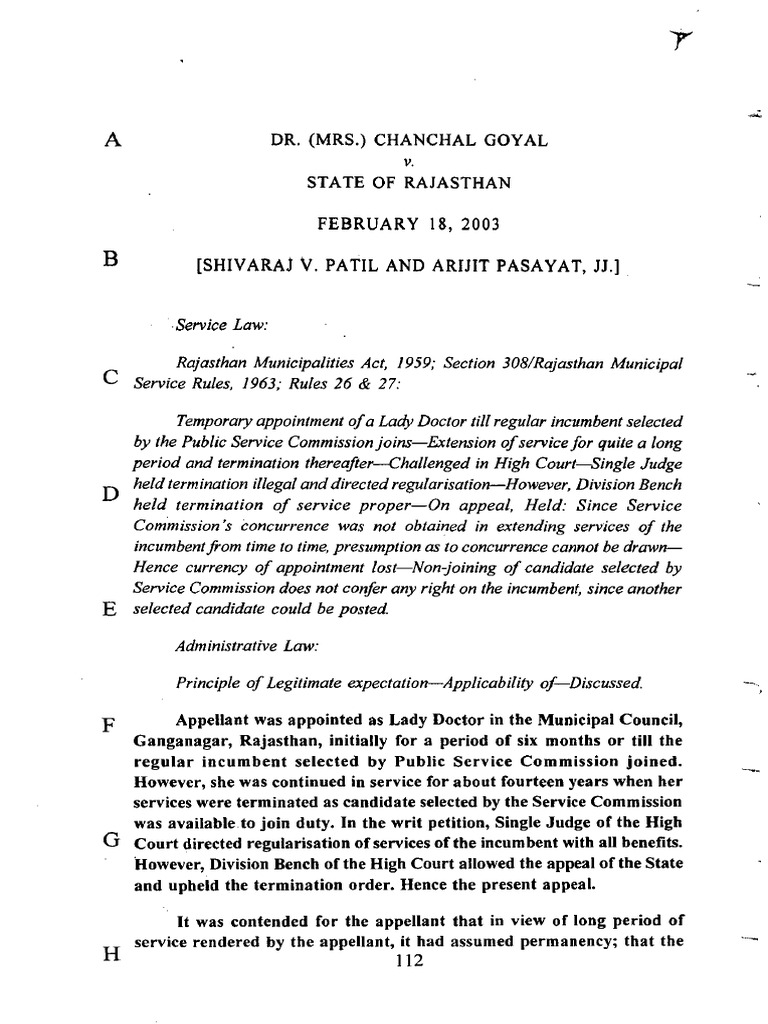 Dr. (MRS.) Chanchal Goyal - State of Rajasthan - 1701406922 | PDF | Justice | Crime & Violence