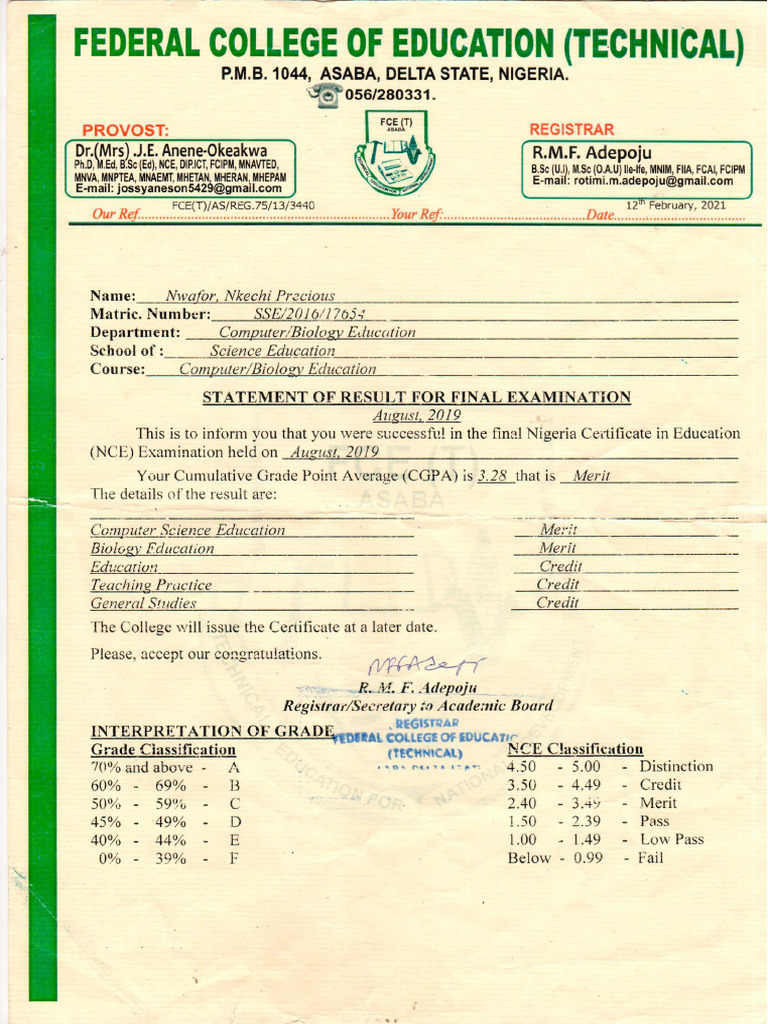 Federal Certificate | PDF