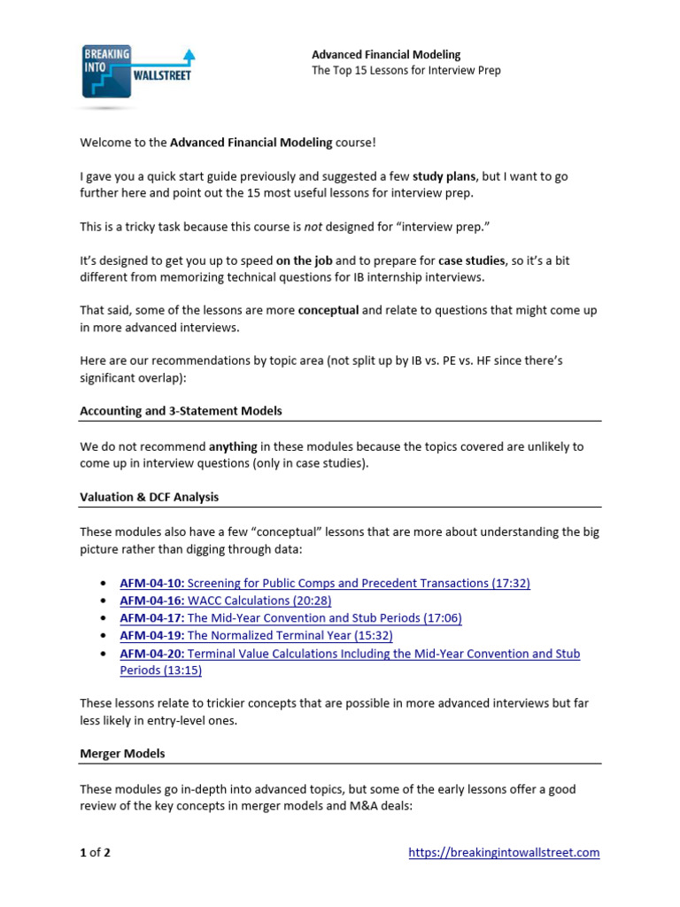Advanced Financial Modeling Interview Tips | PDF | Debt | Stocks