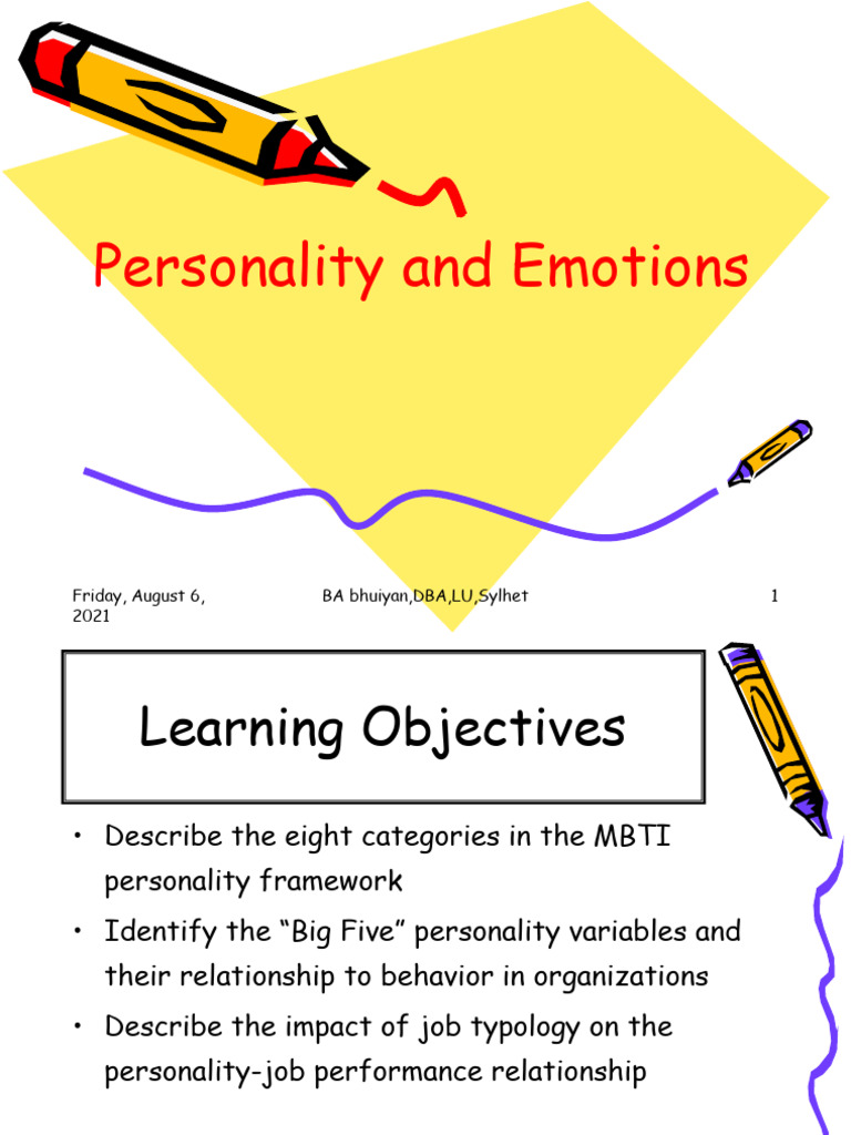 OB-Ch4 - Personality and Emotion | PDF | Emotions | Extraversion And Introversion