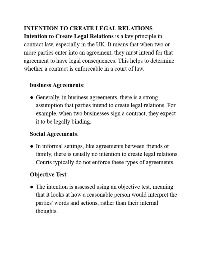 Legal Intent in Contract Law Explained | PDF | Law Of Obligations ...