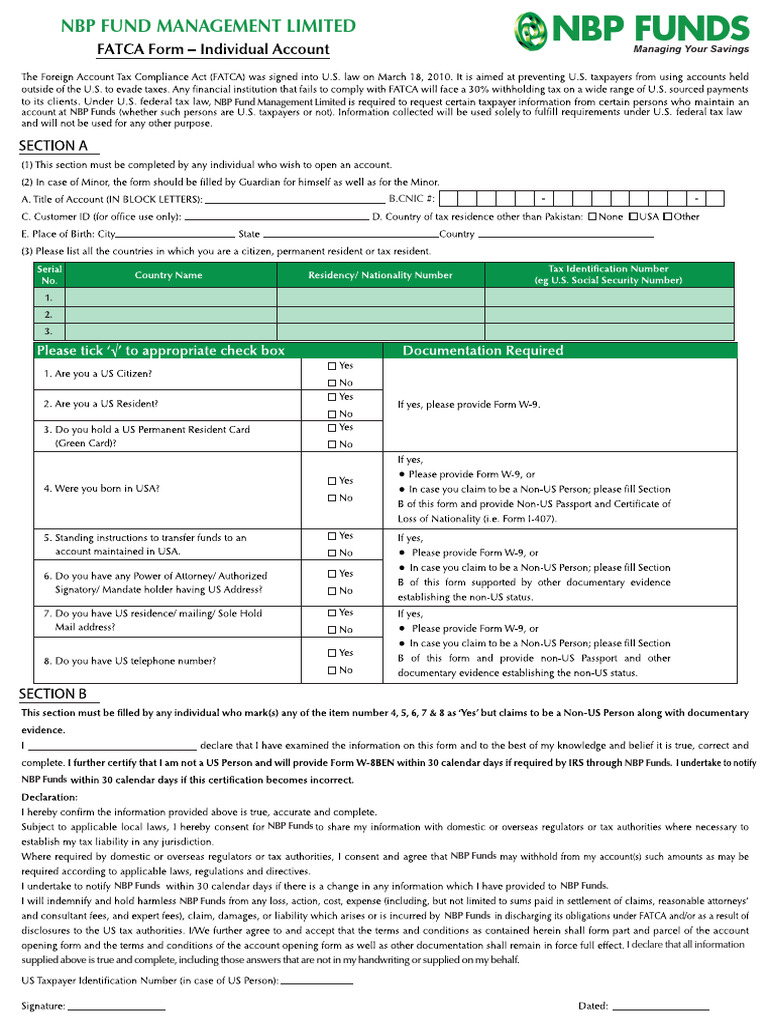 FATCA Form Individual | PDF
